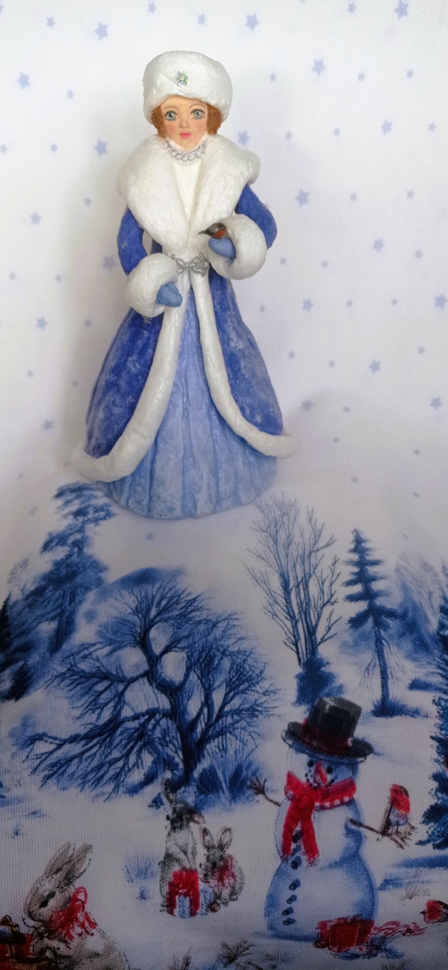 Новогодняя фигурка "Снегурочка" TATYANA HANDMADE, ручная работа, акрил, вата, 25см — фото 1