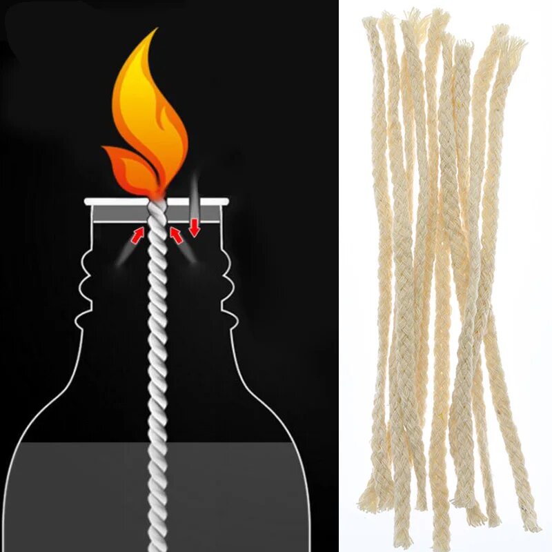 Бежевые хлопковые фитили для спиртовых ламп, 10 шт.