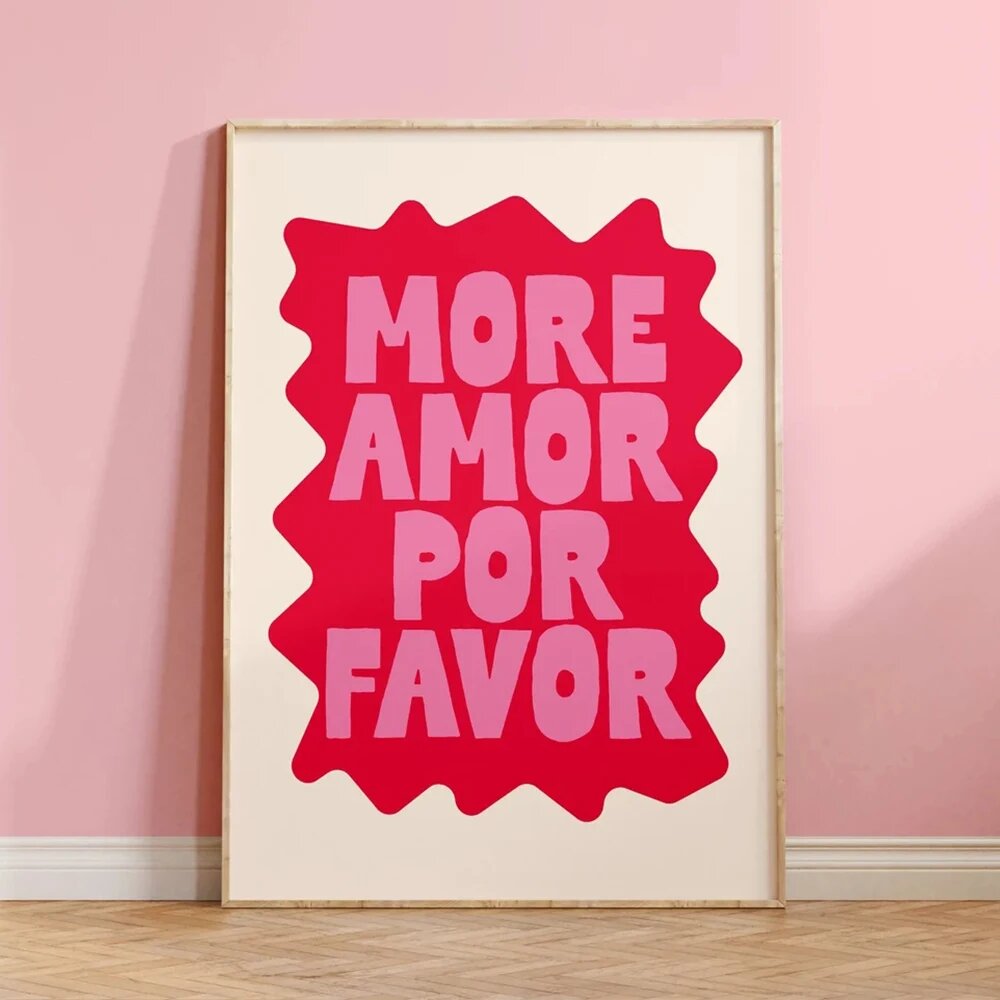 Холст 40x60 см "More Amor Por Favor" без рамы, цвет 5