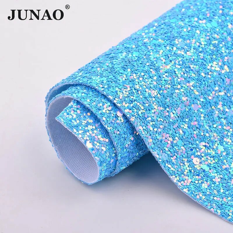 Искусственная кожа JUNAO для рукоделия 20x34 см Синий, Aquamarine AB