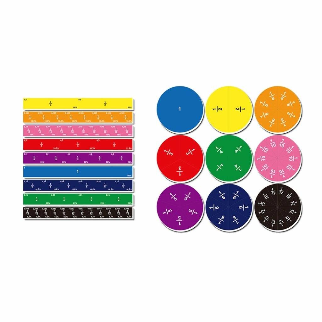 1 набор плиток и кругов с магнитными дробями, математические упражнения для дошкольников, начальной школы, образовательные ресурсы