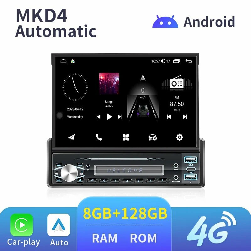 7-дюймовый выдвижной сенсорный экран Android авто для Carplay Автомагнитола 1Din Авторадио GPS навигация FYT7862 мультимедийный видеоплеер 8G 128G Automatic