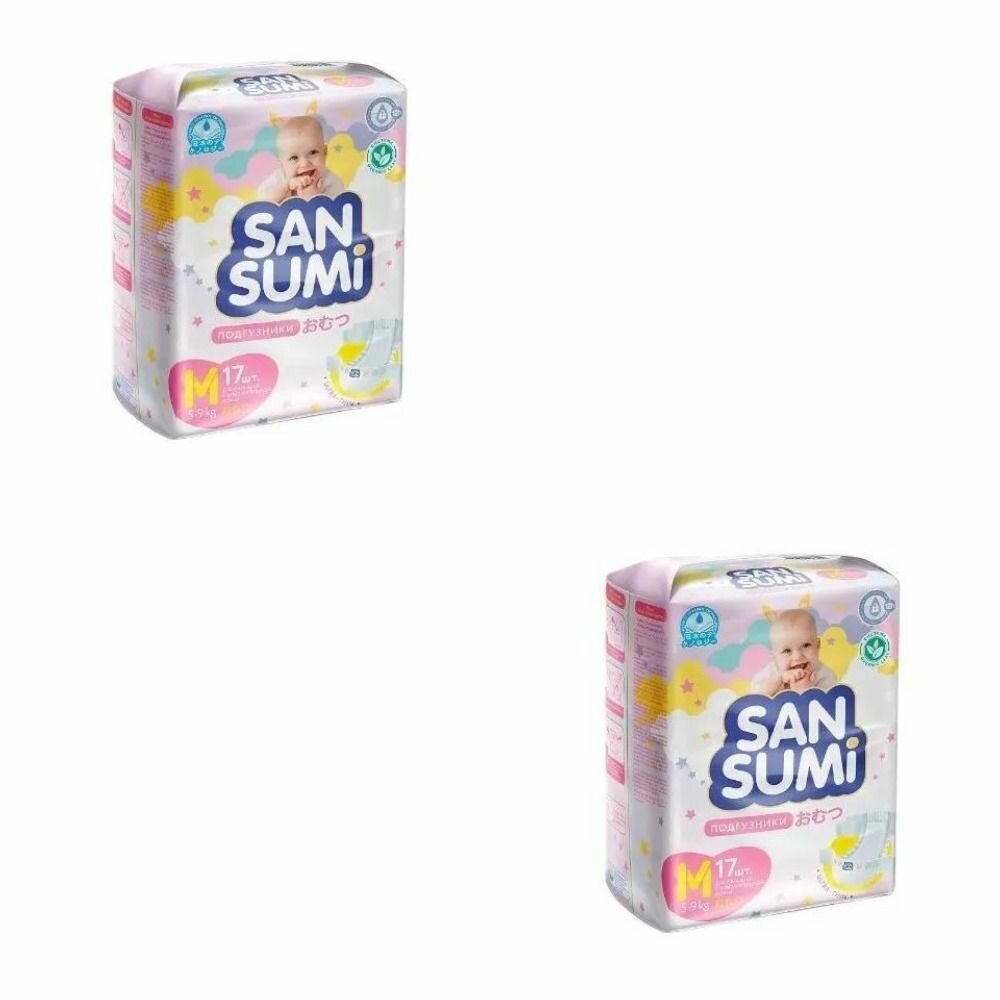 Sansumi Подгузники детские M, 17 шт - 2 уп