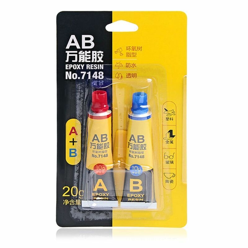 Клей AB для пластика, стекла, металла, керамики (2 шт. по 10 г)