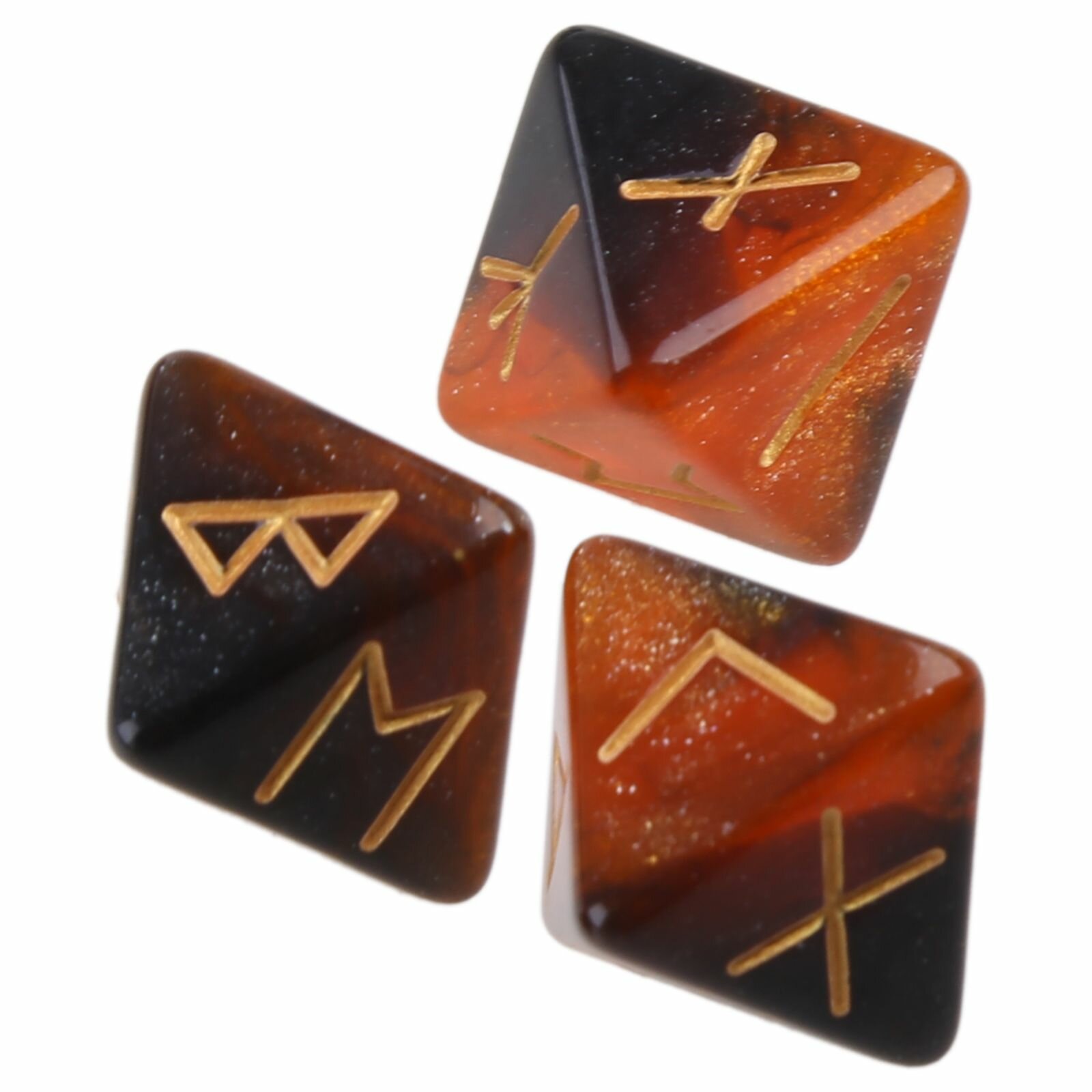 (3 штуки) 8-гранные игральные кости с рунами Луэн "мечтательное звездное небо"-Symphony Gold