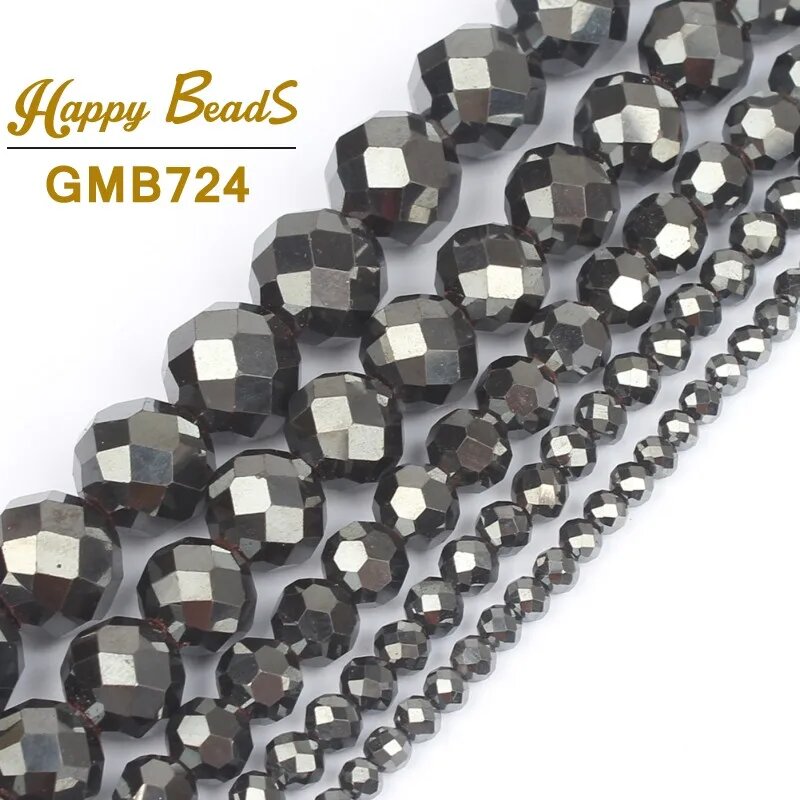 Граненые бусины из розового золота с гематитом GMB724 2/3/4/6/8/10 мм 10mm 36pcs beads, Gun Black