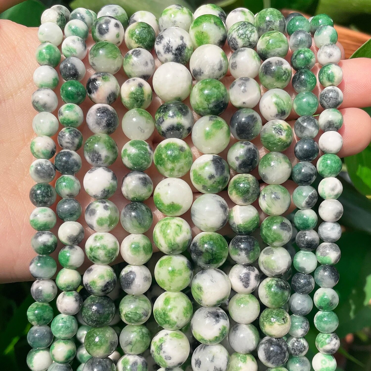 Бусины из персидского нефрита xilitata 61 шт. Изумрудный, 8mm (approx 46pcs), green white