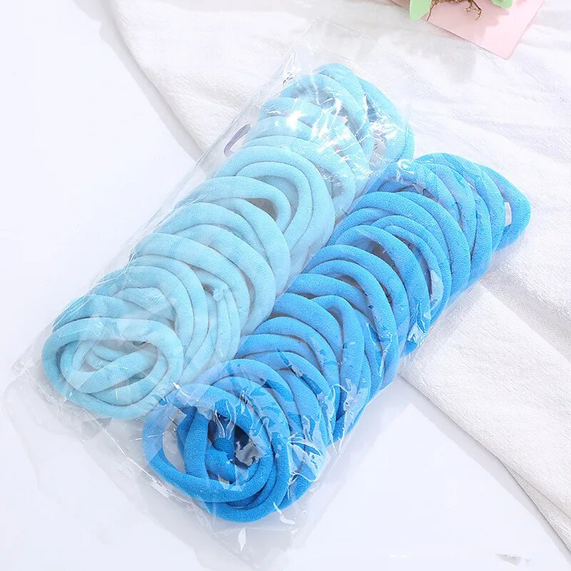 50 шт. разноцветных резинок для волос из полиэстера Синий