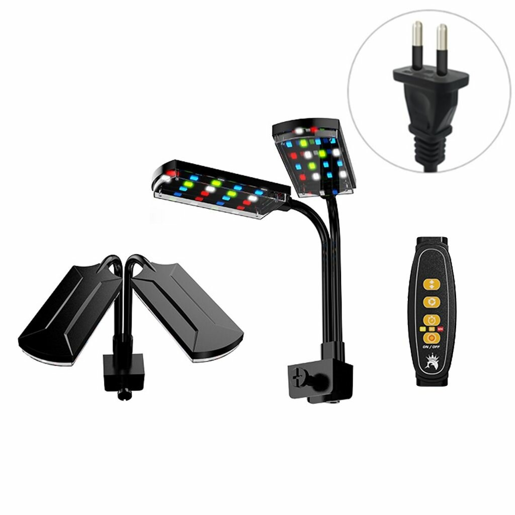 Светодиодный светильник для аквариумов, USB-зажим, двойная налобная лампа аквариумов с регулируемой яркостью, полный спектр террариумов, комплекты ландшафтного освещения