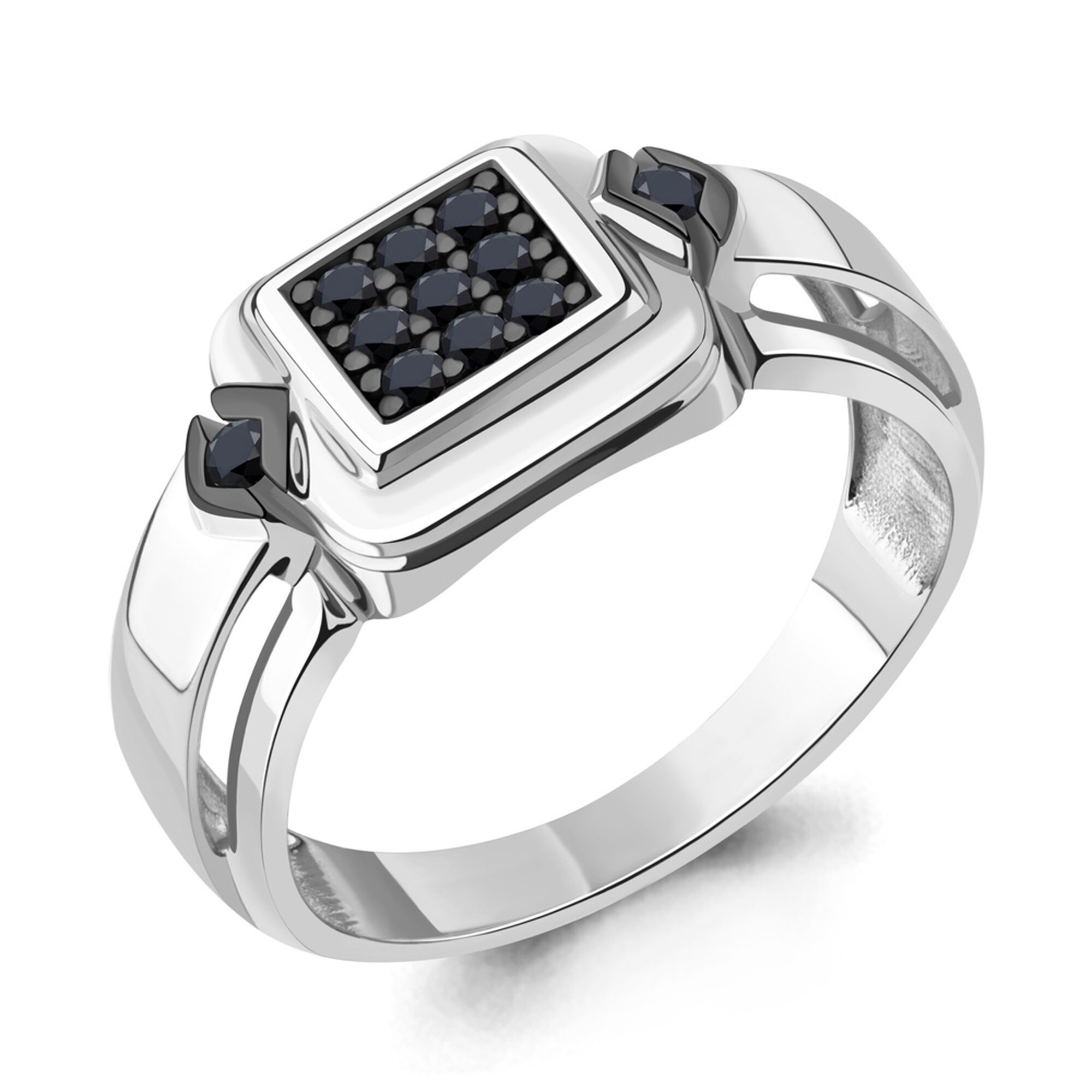 Печатка, серебро, 925 проба, родирование, кристалл