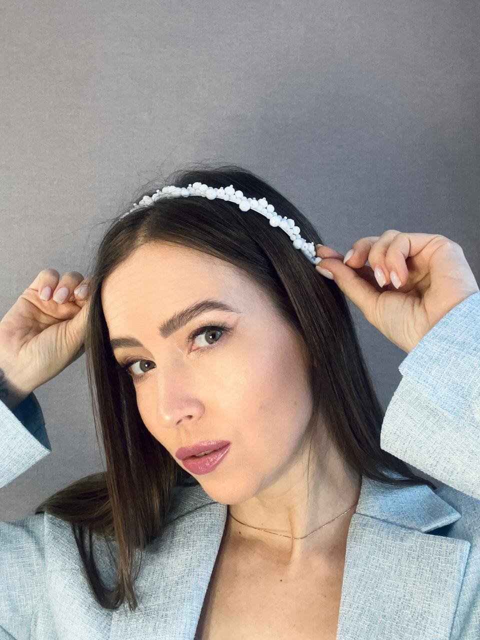 Ободок с хрустальными бусинами