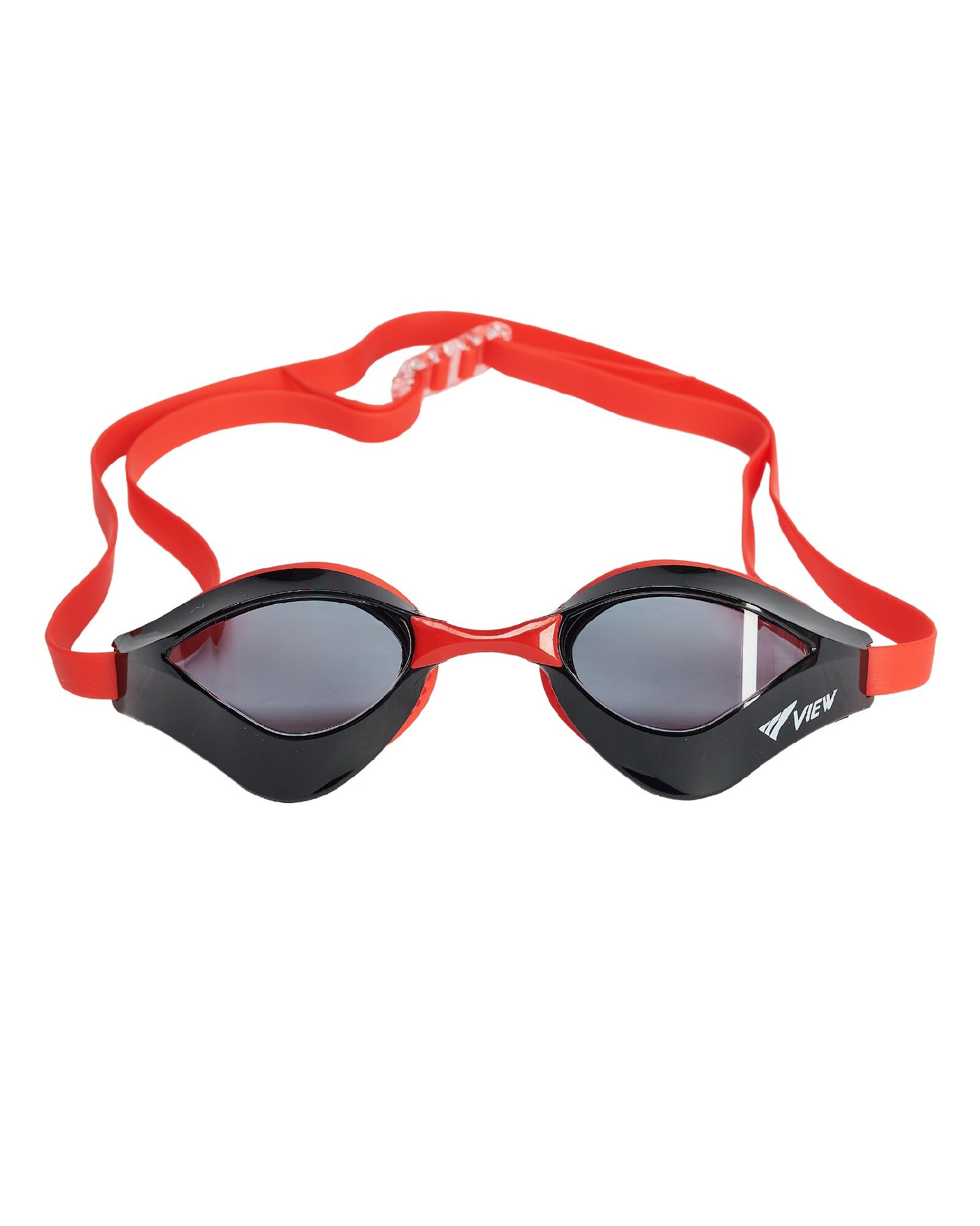Очки для плавания VIEW ORKA, черная рамка, красный силикон, тонир. линзы