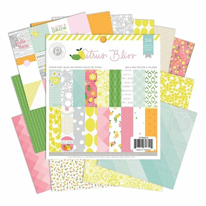 Бумага для скрапбукинга American Crafts "Pink Paislee" Citrus Bliss, 15,2х15,2 см, 36 листов