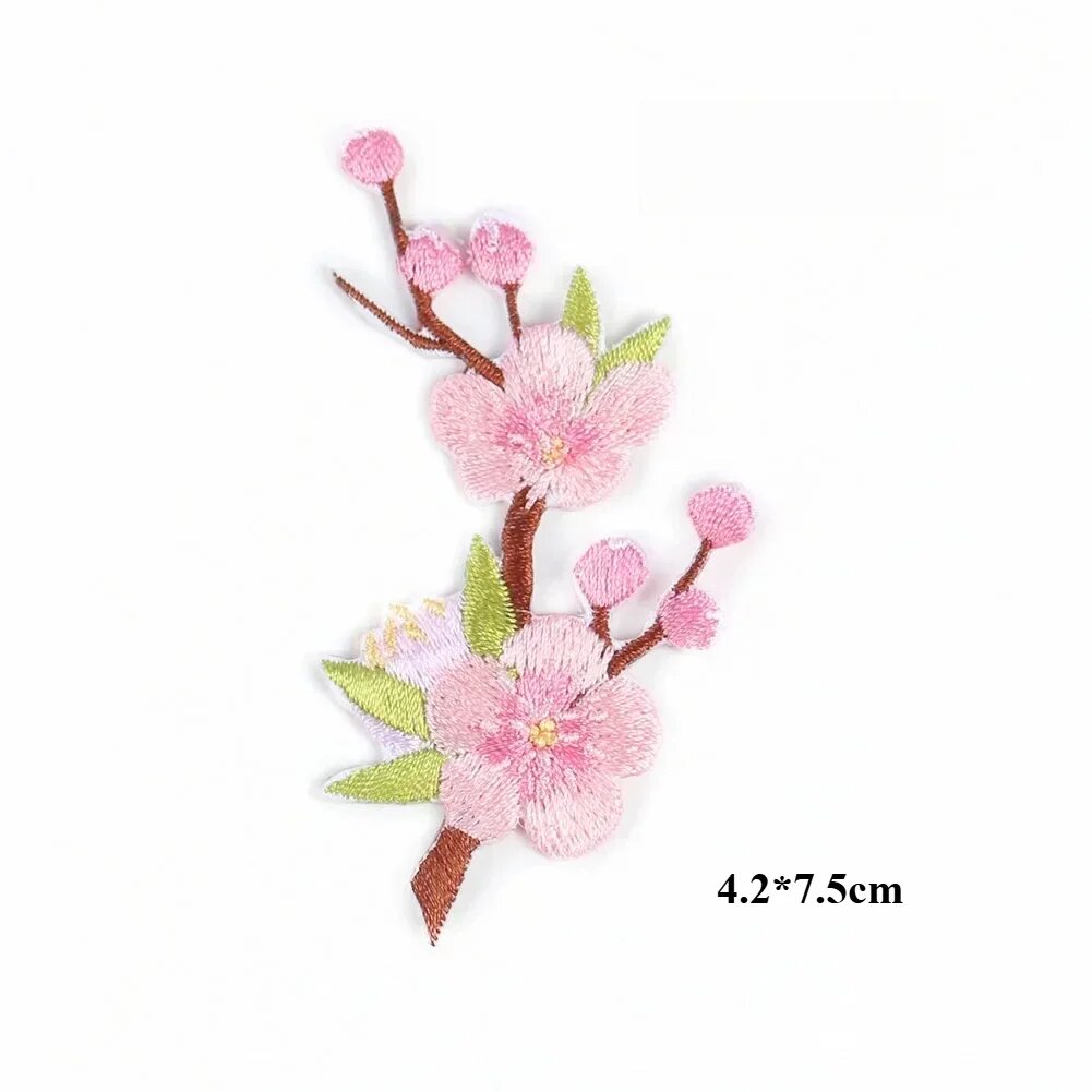 Розовые цветы с вышивкой, заплатки для одежды 3