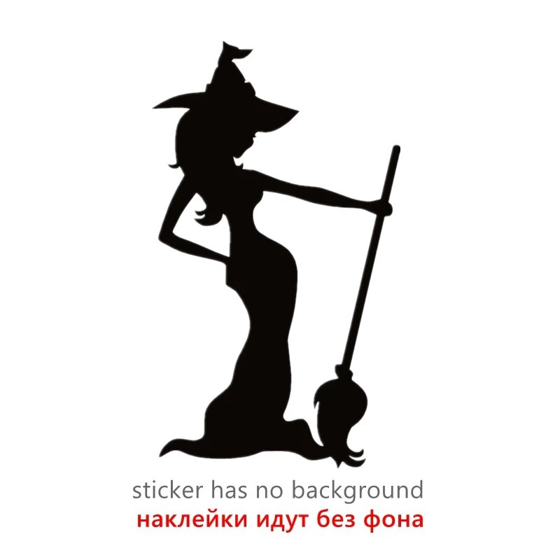 40747# наклейки на авто Ведьма и метла водонепроницаемые наклейки на машину наклейка для авто автонаклейка стикер этикеты винила наклейки стайлинга автомобилей украшения на бампере автомобиля заднее стекло 40747 Black