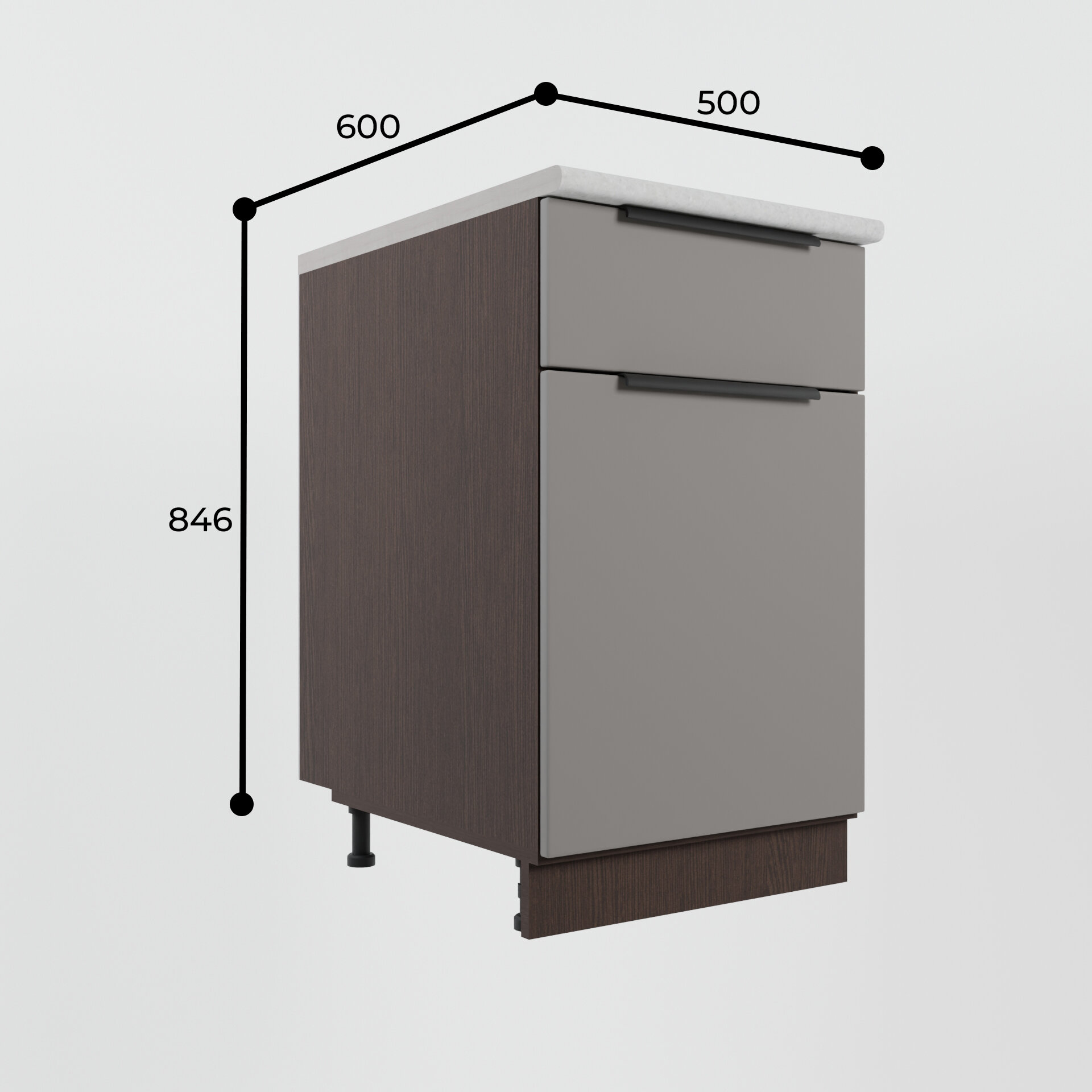 Кухонный модуль стол с 1 ящиком МДФ 500*846*600