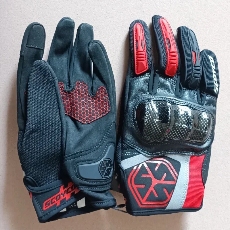 Мотоциклетные Перчатки из углеродного волокна для мужчин SCOYCO MC122, аксессуары для XL, Красный