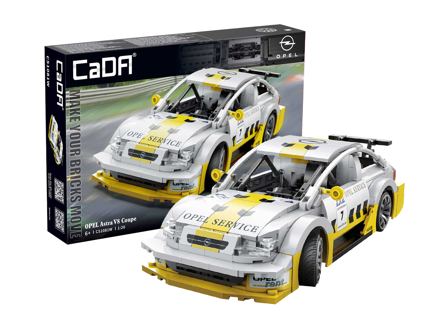 Конструктор CaDA "Спорткар Opel Astra V8 Coupe" 1/20, 330 дет, C51081W, р/у