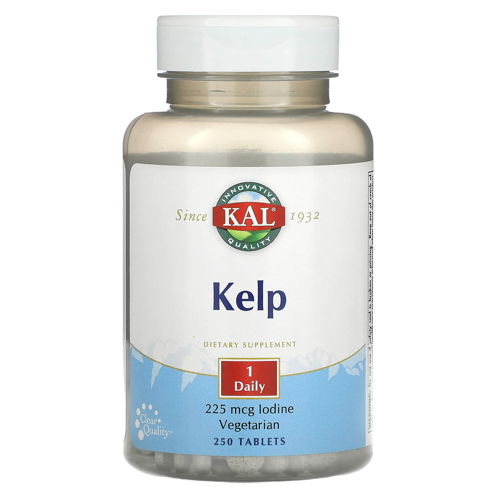 Йод, бурые водоросли, KAL Kelp Iodine, 225 мкг, 250 таблеток, витамины для поддержки щитовидной железы