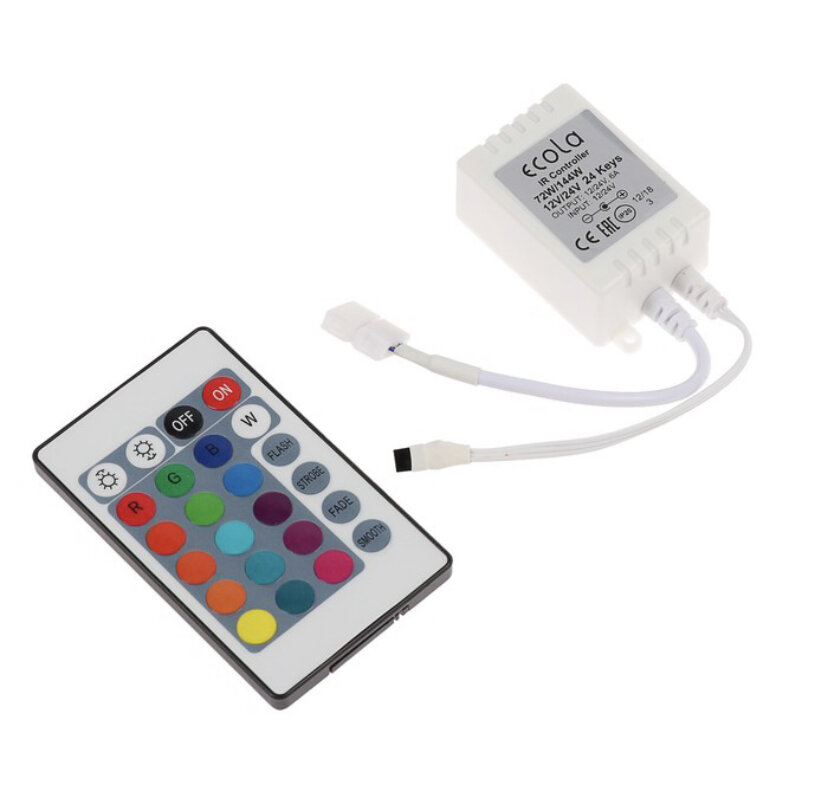 Контроллер Ecola LED strip RGB IR controller, 6А, 12В-72Вт, 24В-144 Вт, для ленты, и/к пульт