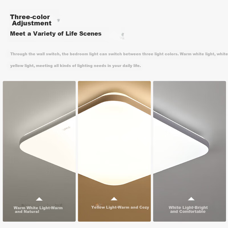 OPPLE Full Spectrum Eye-Caring LED Ceiling Light for Living Room, Modern and Stylish Ice Jade 3-24W Square Lamp