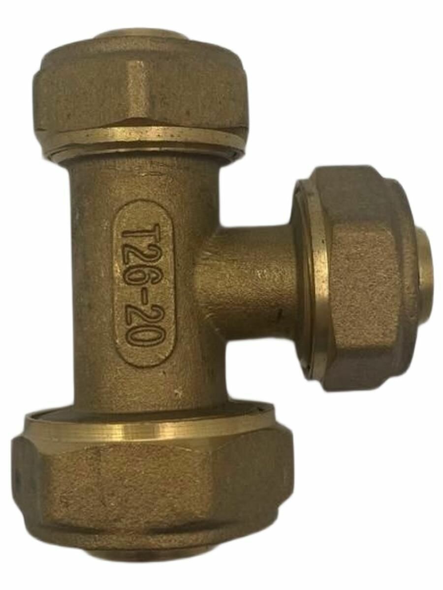 Фитинг HydroSta TN, латунь, обжимной, для металлопластиковых труб, 26x20x20 — фото 1
