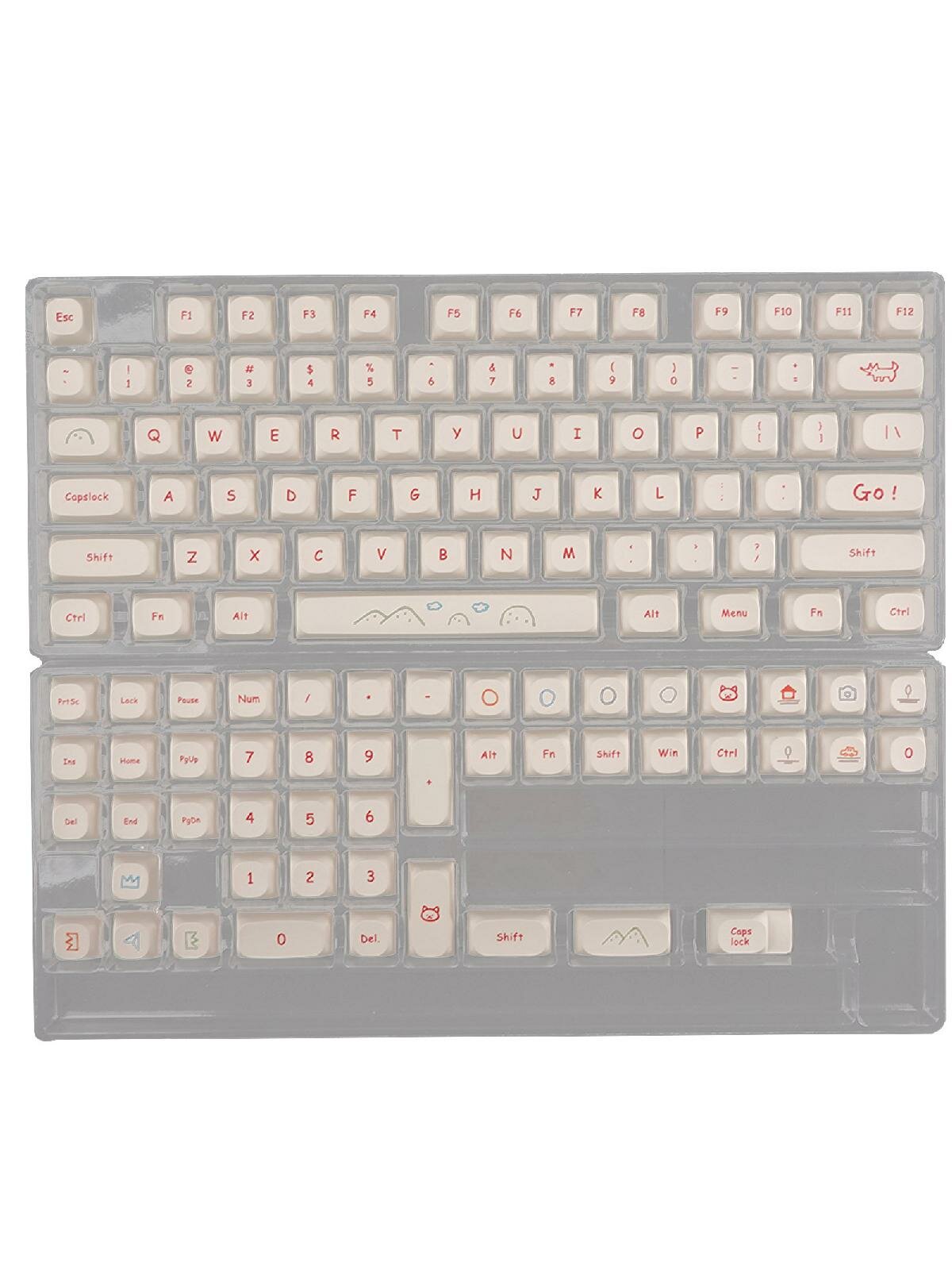 123PCS Dye-Sub Graffiti Keycaps PBT MA Heght Keycap Set For MX-Switch Mechanical Keyboard PBT Dye-Sub Cute Keycap White