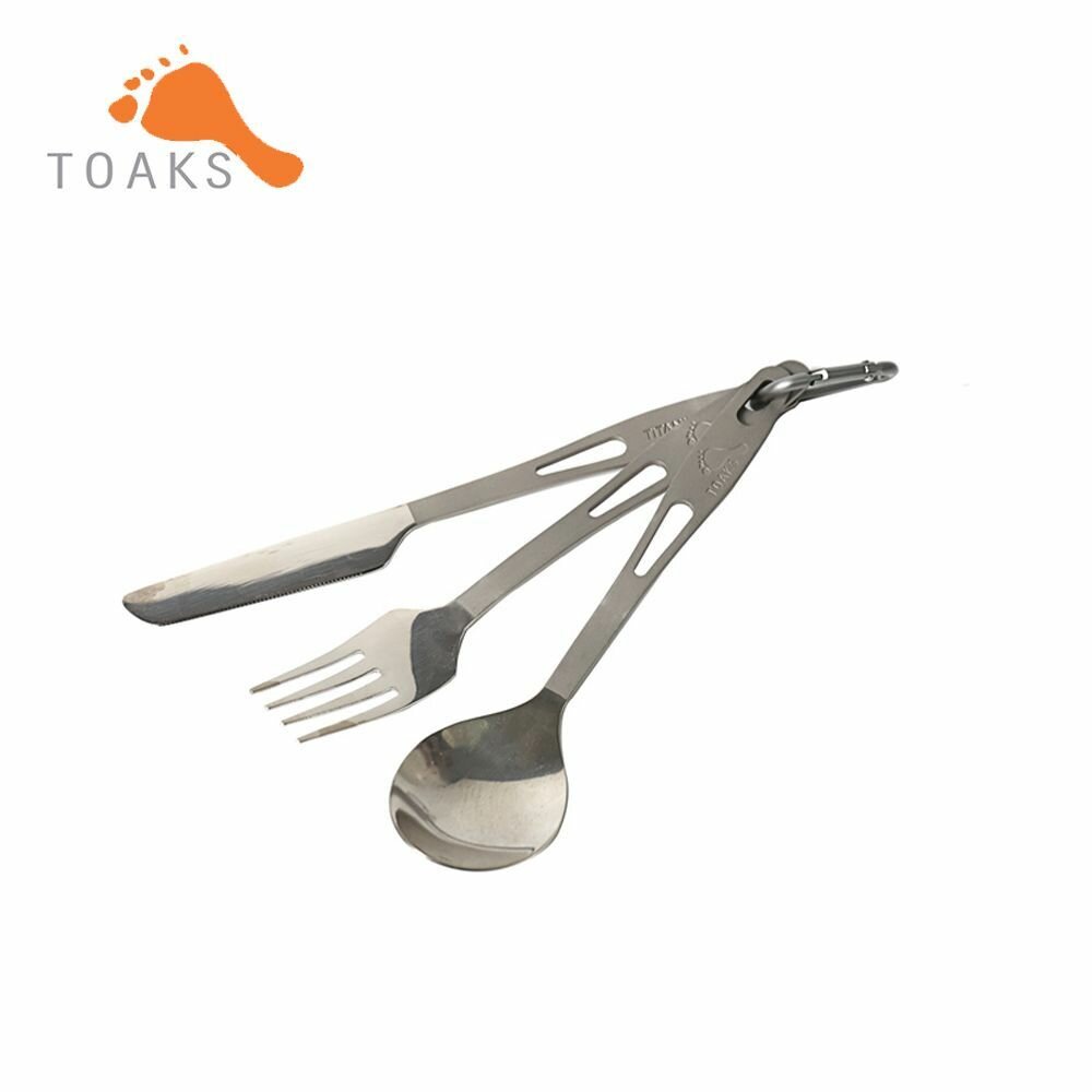 TOAKS Титановый набор из 3 столовых приборов Набор титановых столовых приборов TOAKS из 3 предметов SLV-02