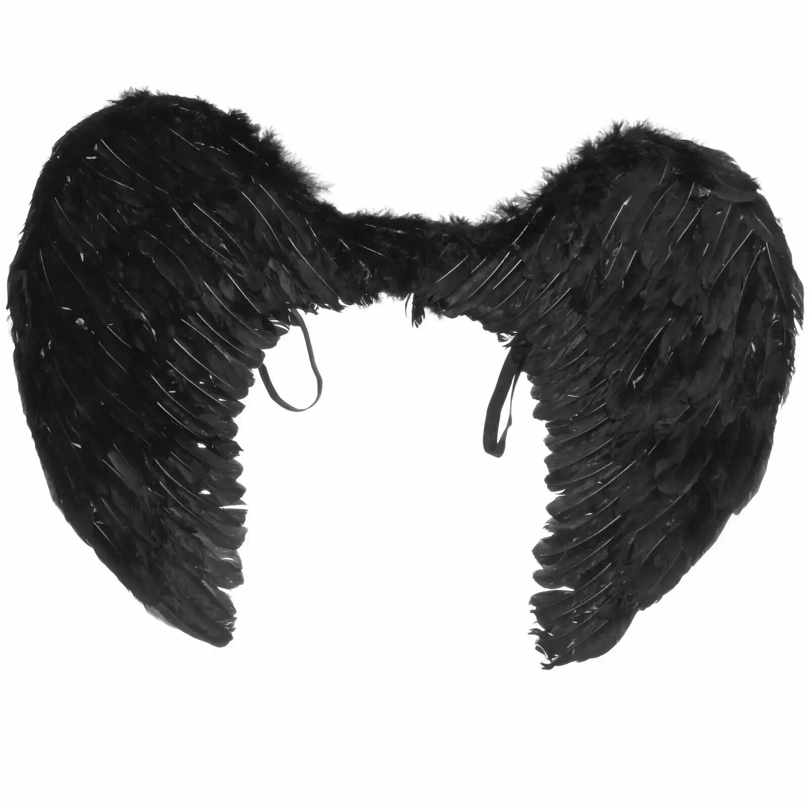 Крылья ангела «Серпантин», 80x60 см, черные, перья с блеском, крепление лентами