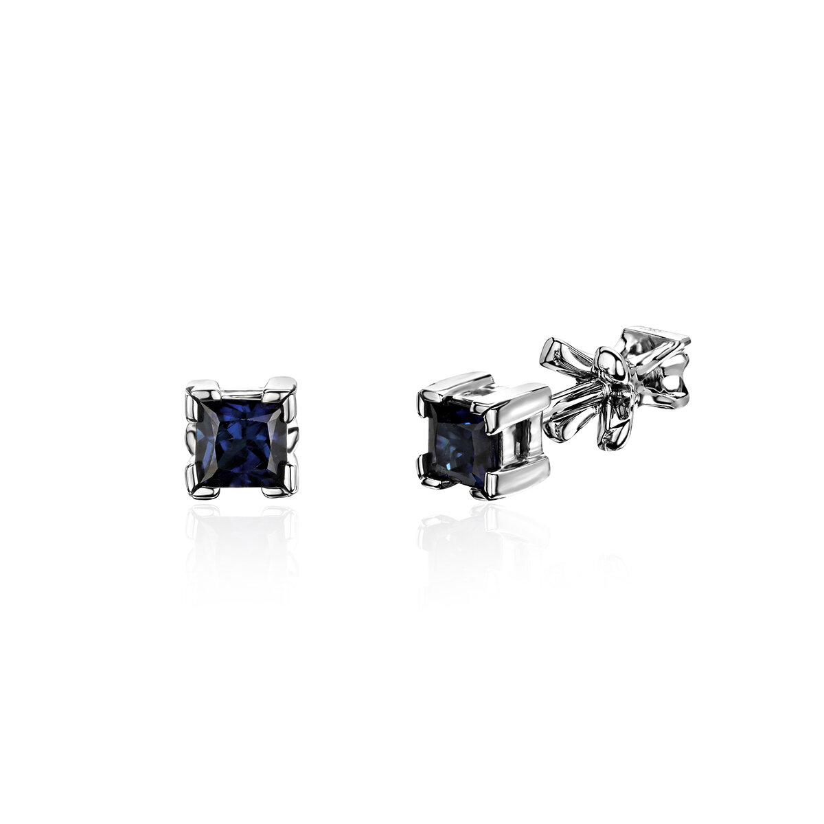 Серьги, белое золото, 585 проба, сапфир