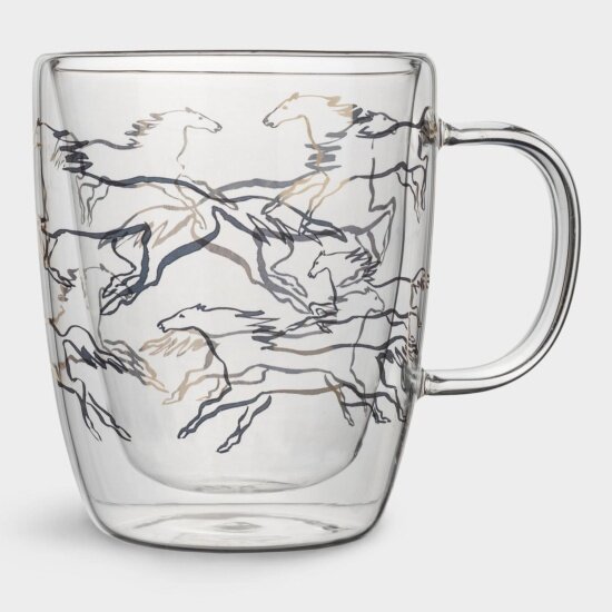 Кружка Anna Lafarg Wind-Horse Кони 370 мл, стекло, золотистый (ANLAF-KH25082)
