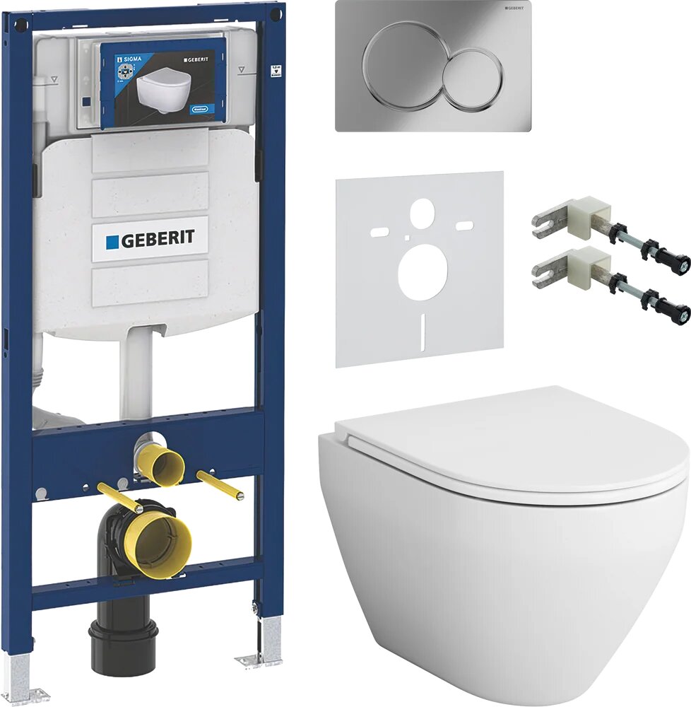 Комплект Унитаз подвесной AM.PM Spirit V2.0 с микролифтом / Инсталляция Geberit Duofix UP 320 111.300.00.5 / Кнопка Sigma хром, Шумоизоляция, Крепления к стене