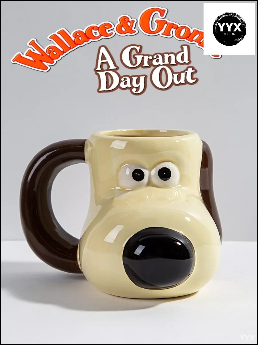 Керамическая чашка Wallace and Gromit с ложкой, 400 мл, желтая