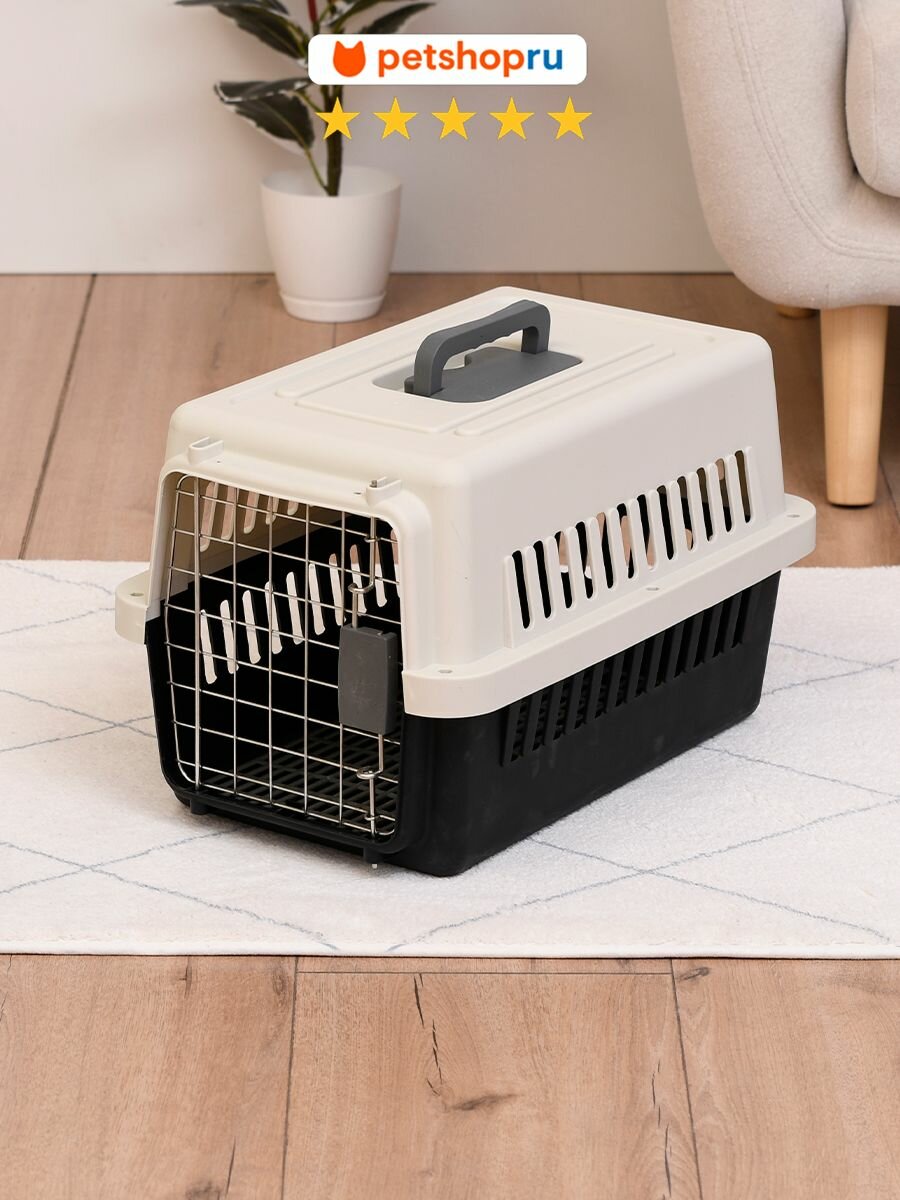 PETSHOP Переноска для кошек и собак пластиковая "Грейгард", серая, 46*30*31 см