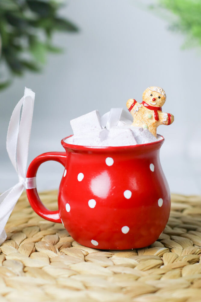 Ёлочная игрушка кружка С сюрпризом, полистоун, красный, 9 см, Edelman 1155377-3