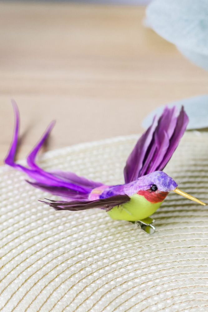 Ёлочная игрушка колибри эвелин на клипсе, перо, фуксия, 18 см, Goodwill MC40418-2