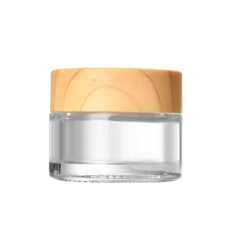 Стеклянная бутылочка для крема с деревянной крышкой-15 г