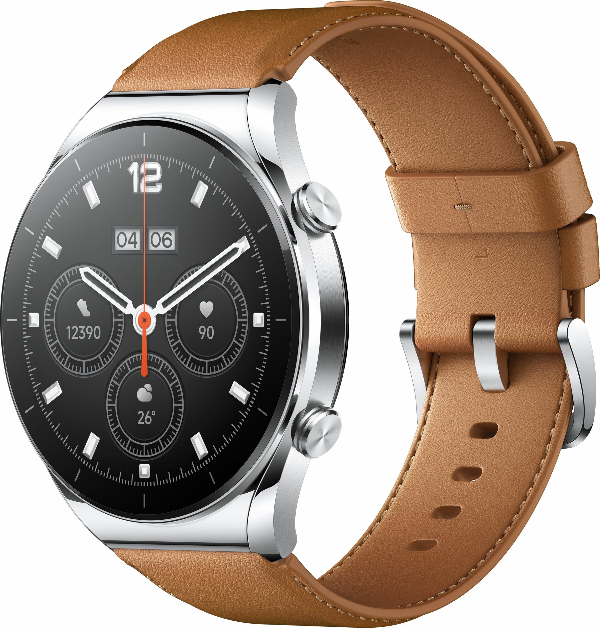 Умные часы Xiaomi Watch S1 Global для РФ, Silver/Brown leather strap + gray fluoroplast strap