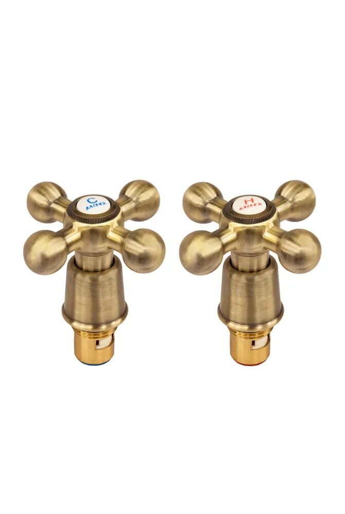Маховик KAISER 7520 Bronze крест с кран-буксой для смесителя 2 шт, бронзовые