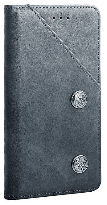 Чехол-книжка MyPads для Huawei Mate 40 Pro (NOH-NX9) креативный крафтовый ретро футляр азиатский стиль ручной работы c декоративными пуговицами и визитницей серый