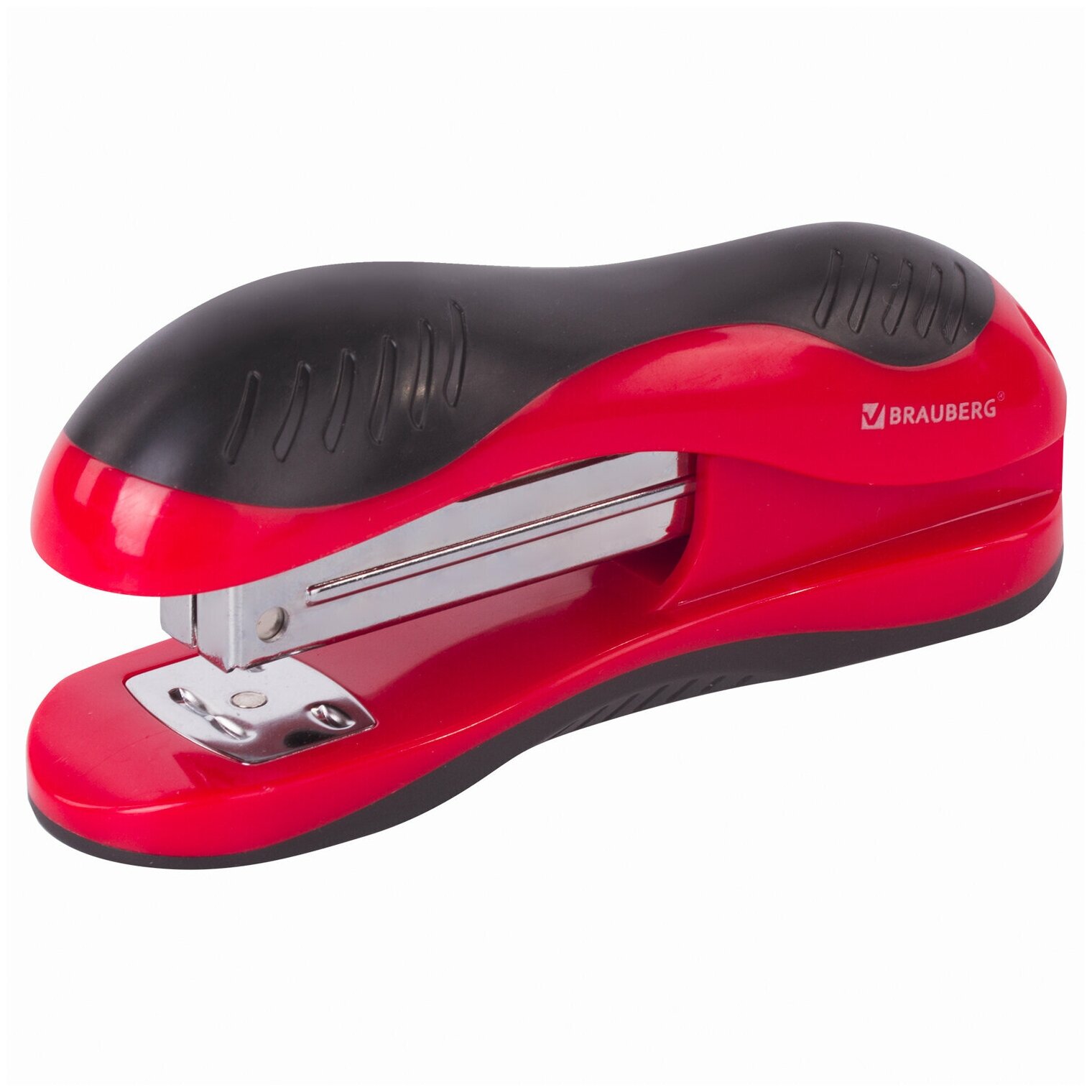 Степлер №24/6, 26/6 BRAUBERG "JET", до 25 листов, эргономичный, красно-черный, 229688