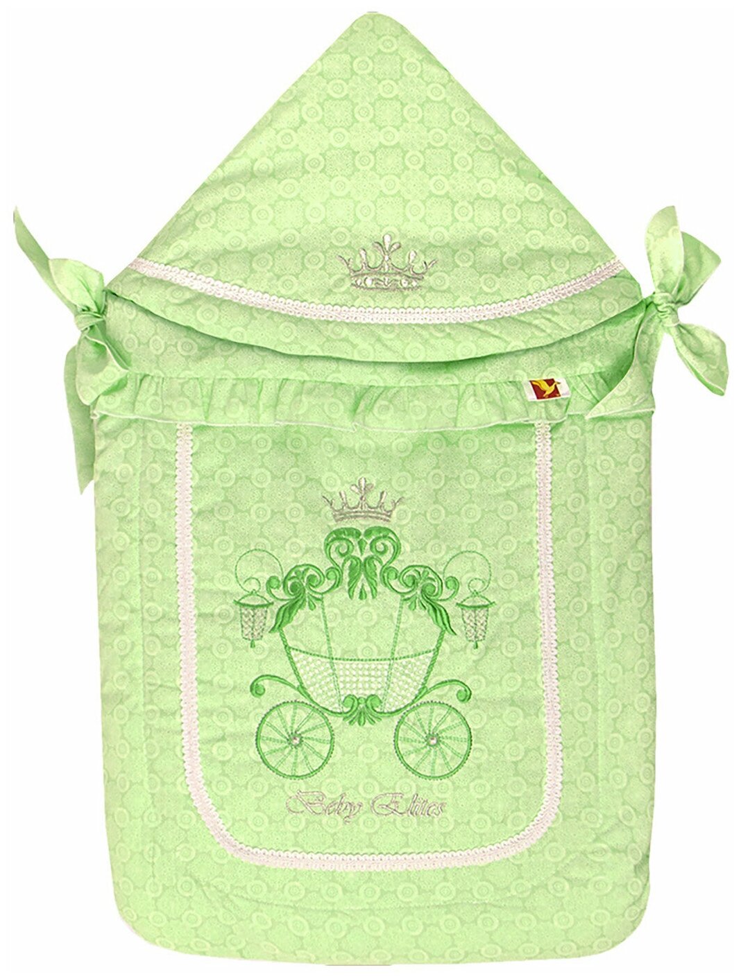 Конверт на выписку "Золотой Гусь" бэби элит, для новорожденных, застежка-молния, холлофан, зеленый