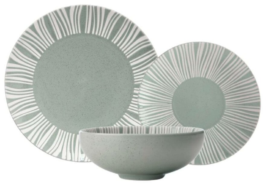 Набор обеденный, 4 персоны 12 предметов, (серо-зелёный) Solaris (Maxwell&Williams)