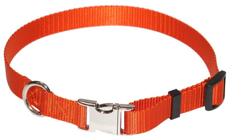 Ошейник для собак нейлоновый PRIDE титан с метал застежкой, цвет оранжевый, ширина 1,5 см, обхват шеи - 26,5-35 см