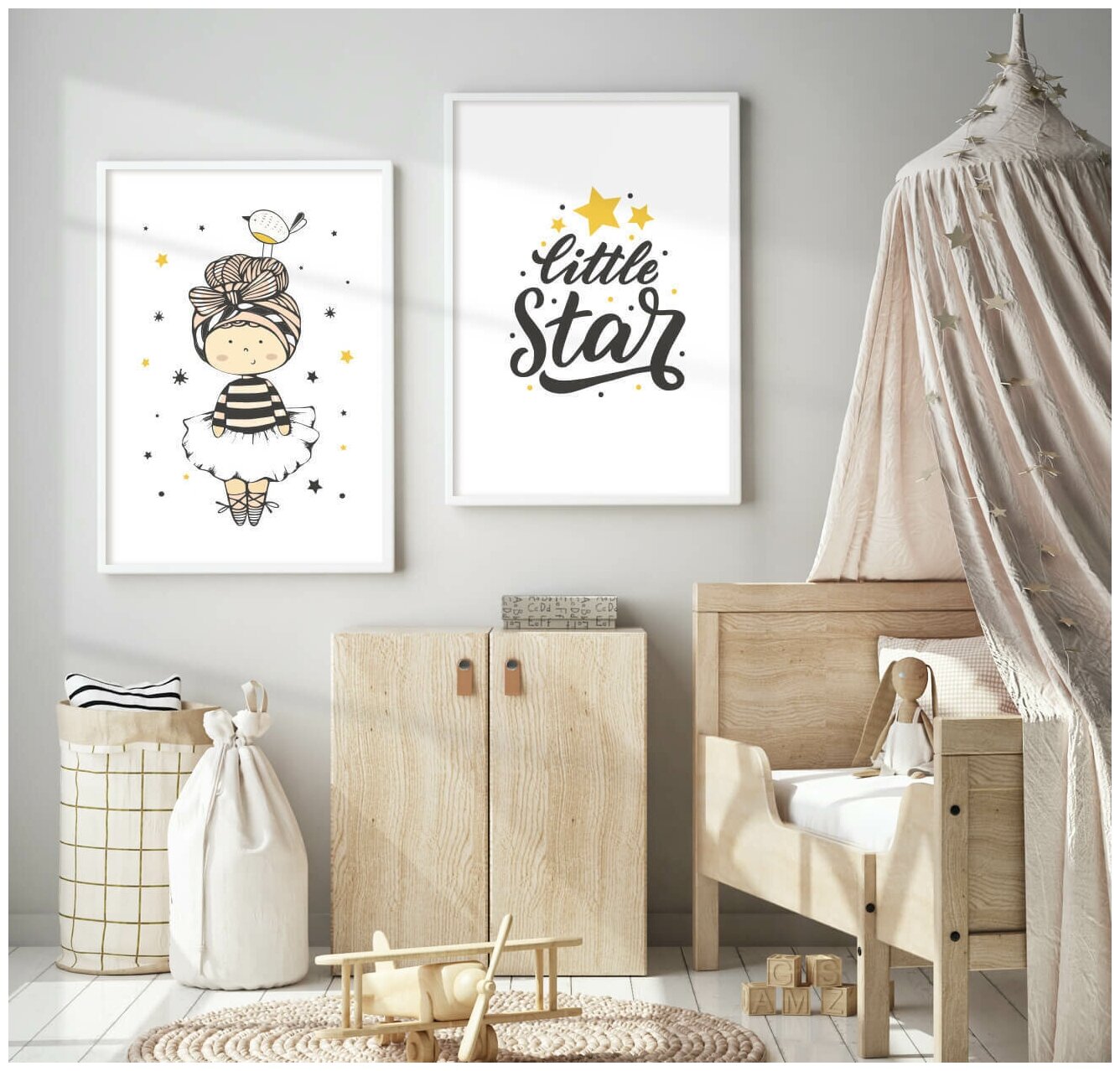 Постер 2 шт 50х70 без рамки "Принцесса рисунок для детской" набор картин для интерьера