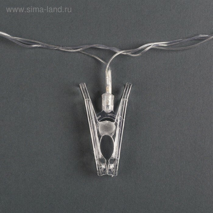 Гирлянда Нить 4.5 м с насадками Прищепки , IP20, прозрачная нить, 20 LED, свечение RG/RB, мигание, 220 В