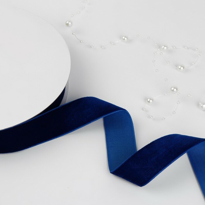 Лента бархатная, 25 мм, 18 ± 1 м, цвет синий №47