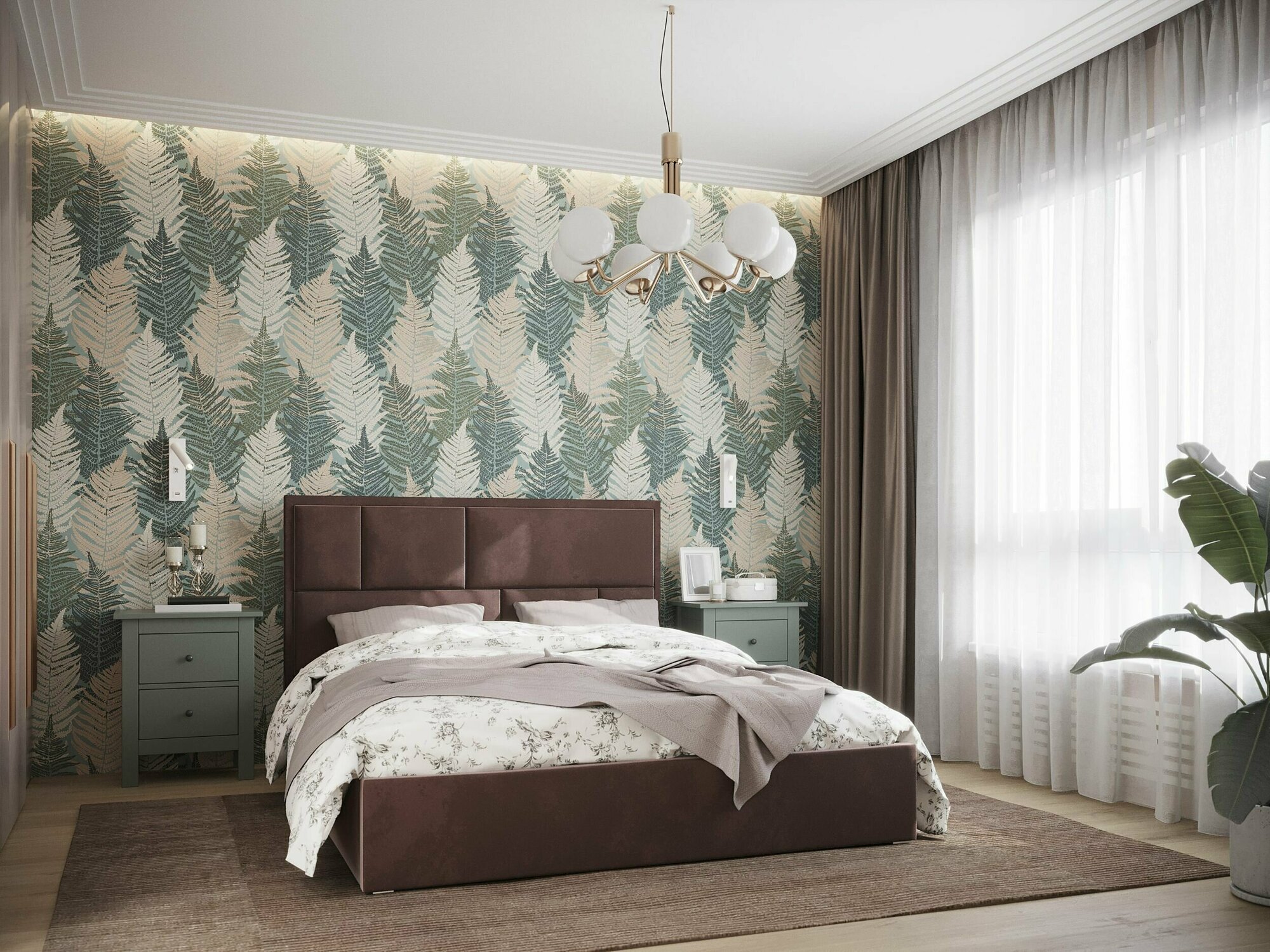 Кровать двуспальная с подъемным механизмом, ящиком для хранения, Madison new, Шоколад велюр, (ШхД) 160х200