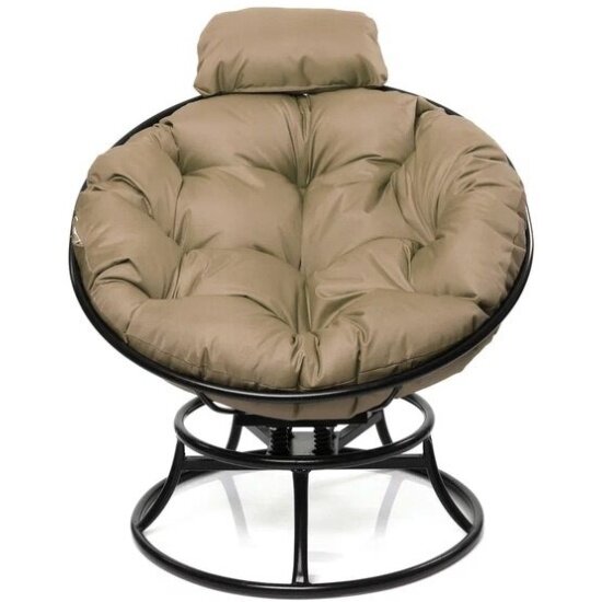 Садовое кресло M-group м-групп папасан пружинка мини без ротанга чёрное, бежевая подушка