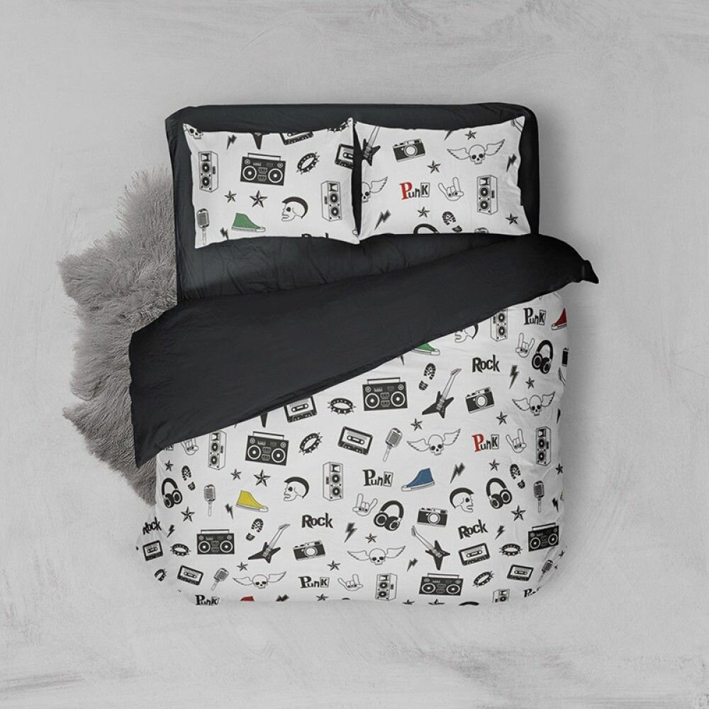 Арт комплект постельного белья Рок Панк, 1.5 спальный, 70/70